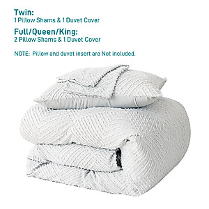 Breathable & Soft King Duvet Cover Set with Zipper-Grey Striped Textured 3 Pieces Bed Comforter Cover Set-Lightweight Tufted Set with 2 Pillow Shams