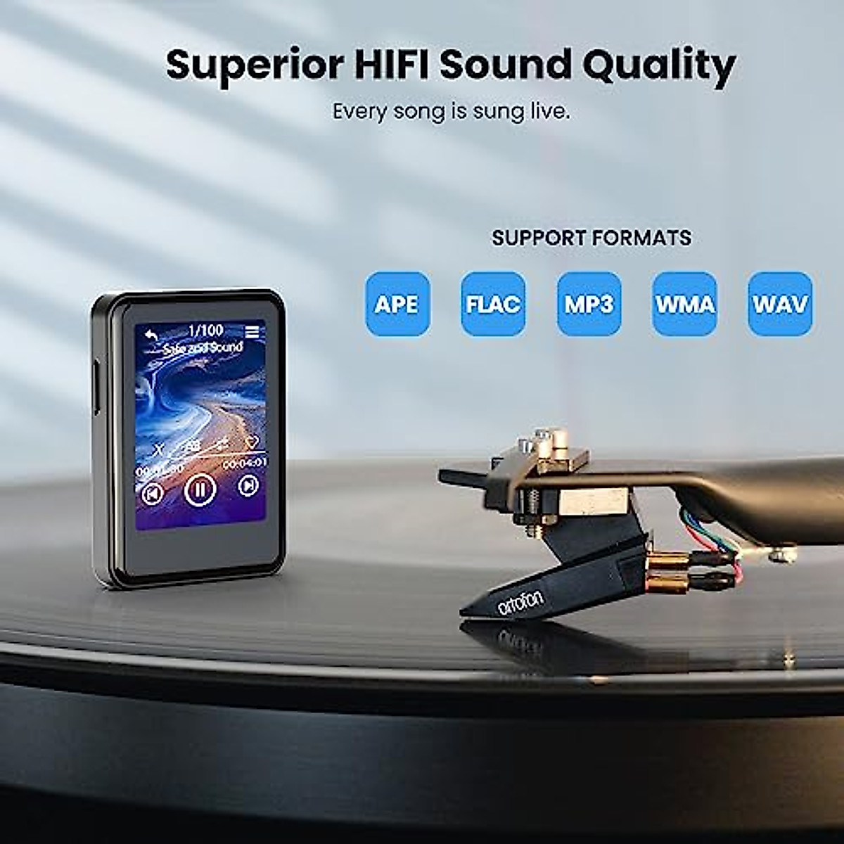 ZOOAOXO 128GB MP3 Player Bluetooth 5.2 with 2.4" Full Touch Screen,Portable Music Player with Speaker, HiFi Sound Quality, E-Book, Alarm Clock, Radio, Voice Recorder, Headphones Included