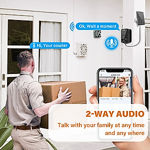 eMACROS Wireless Security Camera Outdoor, Solar Powered 2.4G WiFi Home Security System with Motion Detection and Siren,Two-Way Audio,HD 2K with Night Vision,IP65 Waterproof