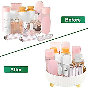 CGBE Lazy Susan Organizer, 360 Degree Rotating Makeup Organizer, Lazy Susan Round Turntable Storage Tray for Vanity Bathroom Countertop Kitchen Organized Makeup, Cosmetics, Condiment-White