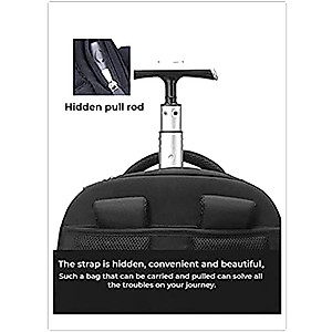 Wheeled Backpack Multifuctional Pull Rod Backpack 21 Inches with Waterproof Cover,Laptop Bag (Blue)