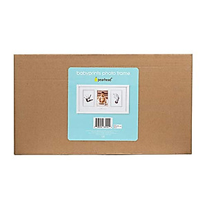Pearhead Babyprints Wall Mount Frame, Handprint and Footprint Making Kit with Clean-Touch Ink Pad, Gender-Neutral Baby Keepsake Picture Frame, White
