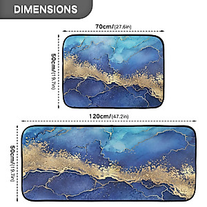 Kitchen Mats Rugs 2 Piece Set Bath Mat Antifatigue Cushioned Gold Black Marble for Floor Non Slip Washable (color5)