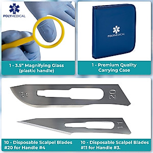 Advanced Dissection Kit - 37 pieces total. High Grade Stainless Steel Instruments perfect for Anatomy, Biology, Botany, Veterinary and Medical Students - By Poly Medical.