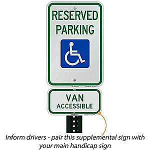 SmartSign 6 x 12 inch Van Accessible Metal Sign, 63 mil Aluminum, 3M Engineer Grade Reflective Material, Green on White