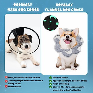 ROYALAY Luminous Soft Dog Cone for Dogs After Surgery, Adjustable Pet Recovery Collar for Large Medium Dogs and Cats, Glow in The Dark for Claming Dog, Pet Cone for Wound Care, Spay, Neuter,L