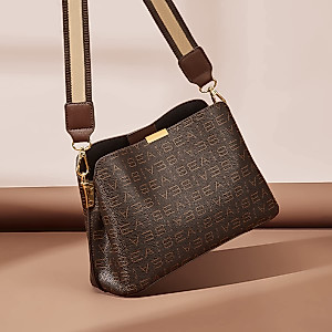 LAORENTOU Vegan Leather Crossbody Bag for Women Monogram Crossbody Shoulder Bag Purse Leather Checkered Purse Ladies Crossbody Cell Phone Bags