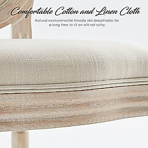 French Country Dining Chairs Set of 2, Farmhouse Dining Chairs with Round Backrest, Mid Century Upholstered King Louis Back Accent Side Chair with Solid Wood Leg for Dining Room Bedroom Kitchen