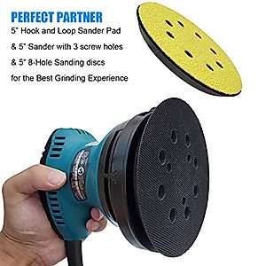 Replacement Sander Pad for Makita 743081-8, 743051-7 - Fit Makita BO5041/K, BO5010/K, BO5030/K, BO5031/K, XOB01Z Random Orbital Sanders - Standard 5" Hook and Loop Sander Pad