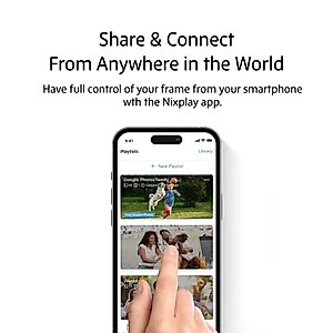 Nixplay 15 inch Smart Digital Photo Frame with WiFi (W15F) - Black - Unlimited Cloud Photo Storage - Share Photos and Videos Instantly via Email or App - Preload Content
