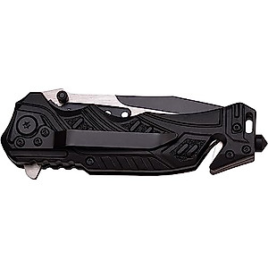 MTech USA MT-A865EMO Spring Assist Folding Knife, Two-Tone Half-Serrated Blade, Black and Orange Handle, 4.5-Inch Closed