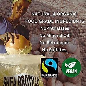 Shea Brothas | Unrefined | Raw | Organic | Shea Butter | Whipped | Body Butter | Dry Skin | Eczema | All Skin Types | Men | Women | Kids | Gifts | Fair Trade | Vegan | 8 oz