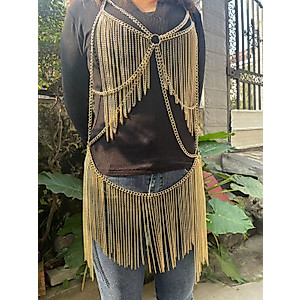 Allison Jennie Women's Sexy Suit Body Chain (010-Gold Colour)