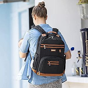 BILLITON MASHI Baby Diaper Bag Backpack for Mom, Travel Baby Bags for Boys Girls with Insulated Pocket Stroller Straps, Large Capacity, Black