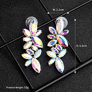 ASTRUE Rhinestone Iridescent Stud Earrings,Candy Color Dangle Drop Earrings for Women in Party Office Gift Fashion Accessory