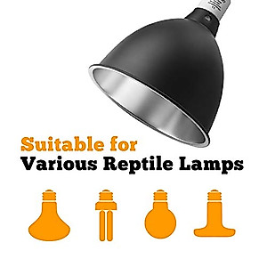 TEKIZOO 8.5 Inch Deep Light Dome Reptile Lamp Fixture Aluminum Optical Reflector