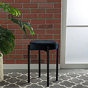 Home Details Dimensions: 13.4" x 13.4" x 17.9" | Easy to Assemble | Stylish Cushion | Compact Design | Black Velour Vanity Stool