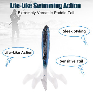 Pre-Rigged Jig Head Soft Fishing Lures, Paddle Tail Swimbaits for Bass Fishing Shad Freshwater Saltwater Fishing Trout Pike Walleye Crappie