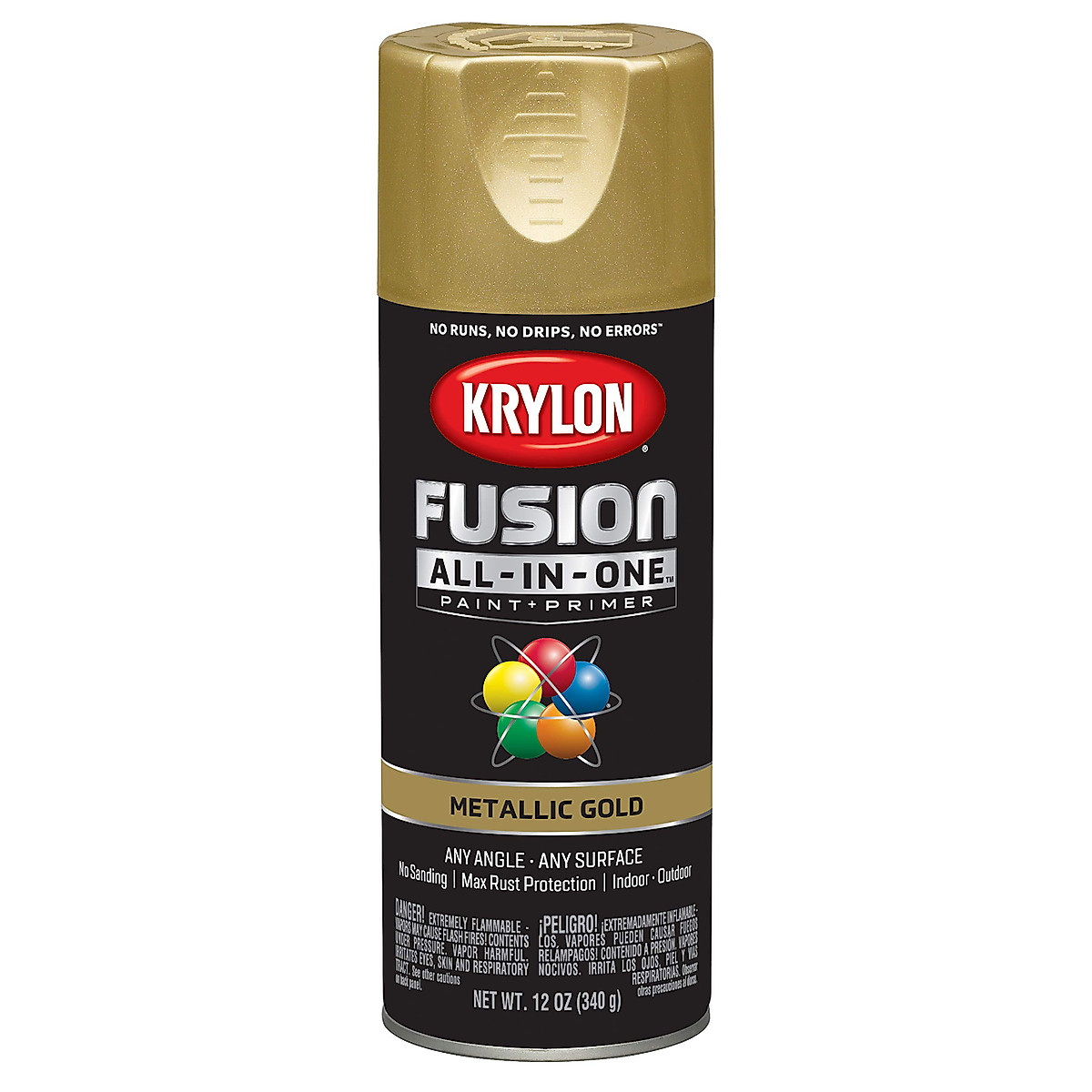 12 oz Krylon K02770007 Gold Fusion All-In-One Paint & Primer Spray Paint, Metallic