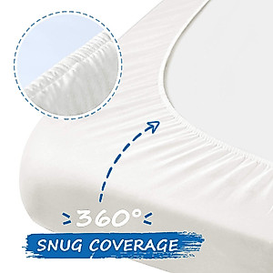 Pack and Play Sheets 27"x 39" Compatible with Graco, Dream on Me Pack N Play, Cotton Mini Crib Sheets 2 Pack, Stretchy Playard Crib Fitted Sheet for Baby Girl Boy, White