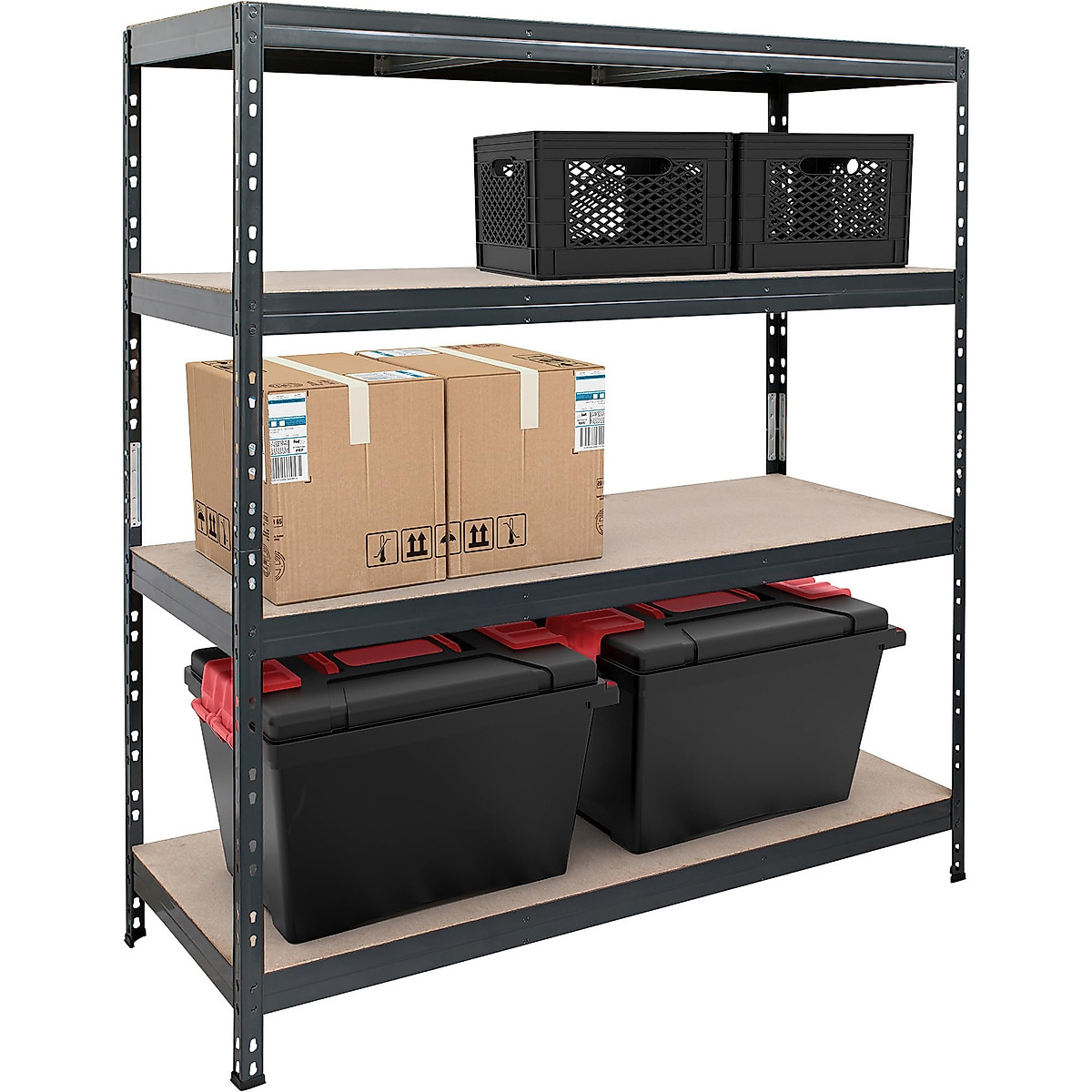 AR Shelving Heavy-Duty Garage Shelving, 4-Shelf Unit, 1000-Lb. Capacity Per Shelf, 60in.W x 24in.D x 70in.H, Model# TR18S410KGIFD9G00