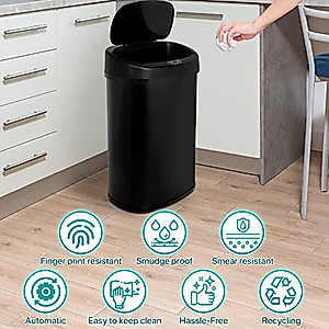 Dkelincs Touchless Trash Can for Kitchen Bathroom Bedroom Home Office, 13 Gallon Automatic Stainless Steel Garbage Can with Lid