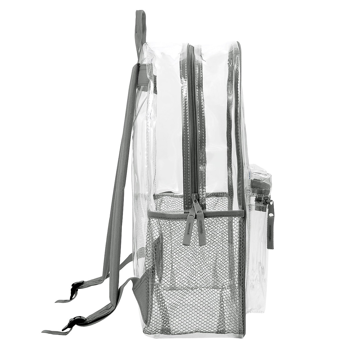 Clear Backpack With Reinforced Straps For Security & Sporting Events (Gray)
