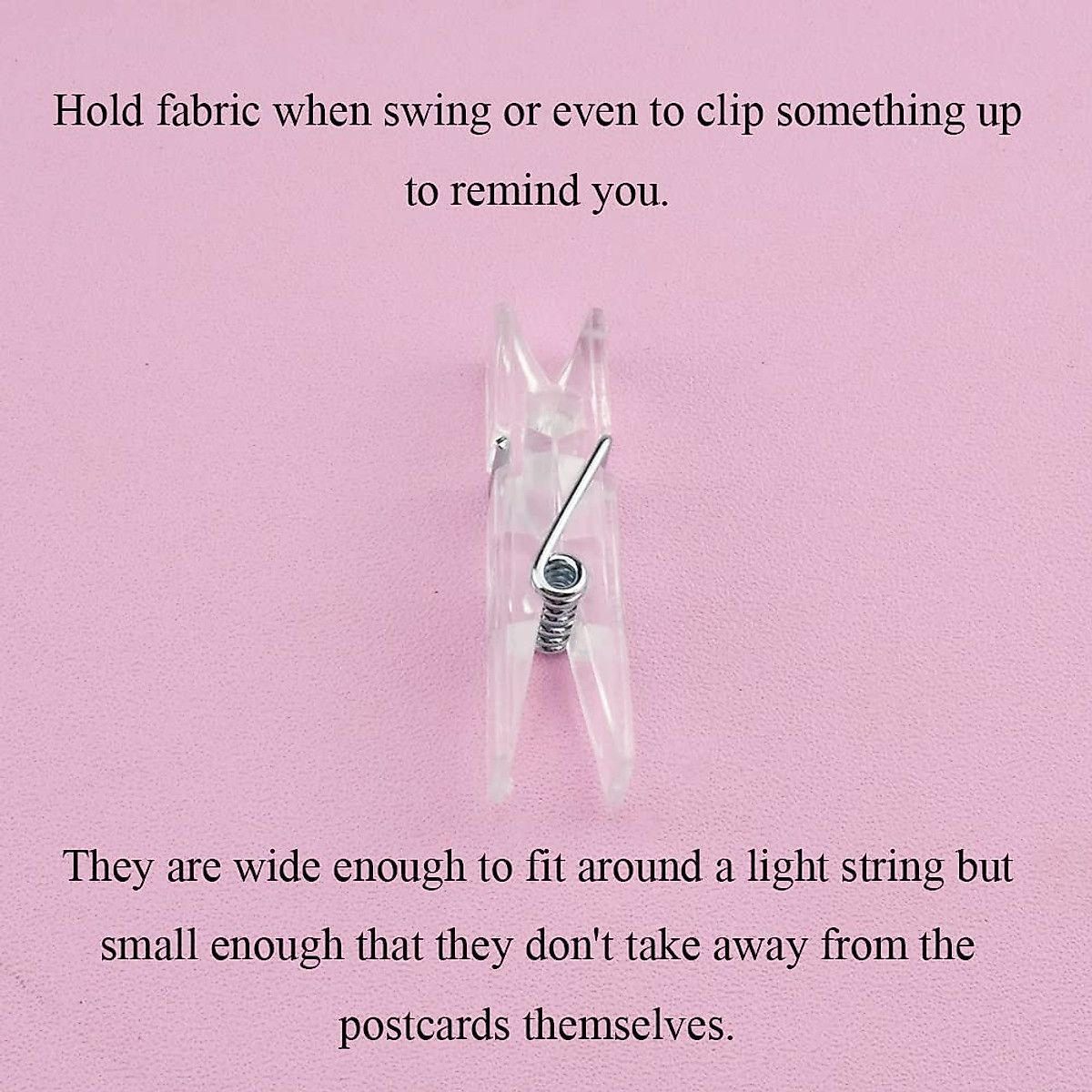 HAHIYO 1.38in Plastic Mini Transparent Clothespins Good Clarity Clips Strong Sturdy Firm Hold Clamp Tight Easy Use No Pin Hole on Fabric for Hanging Photos Postcards Memos Baby Shower Paper Line 50PCS