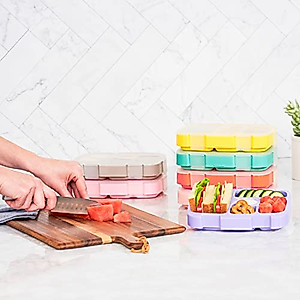 Bentgo® Kids Tray with Transparent Cover - Reusable, BPA-Free, 5-Compartment Meal Prep Container with Built-In Portion Control for Healthy, At-Home Meals & On-the-Go Lunches (Coral)