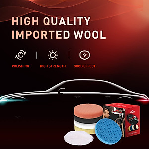 KUIMIT 6" Buffing Polishing Pads, 6Pcs 6.5inch 150mm for 6 Inch Backing Plate, Compound Buffing Sponge Pads and Woolen Pads Cutting Polishing Pad Kit for Car Buffer Polisher (Honeycomb Structure)
