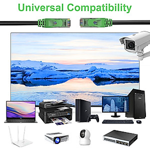 200FT Cat6 Outdoor Ethernet Cable, In-Ground, Heavy Duty Direct Burial, 24AWG CCA Patch Cord for Laptops, PCs, Routers, Printers, Surveillance Camera, POE, UTP Cat 6 Internet Cable with 25 Cable Ties