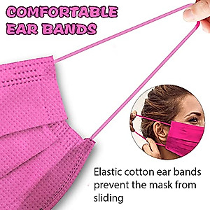 BW BEST WAY 4 Ply 100 Pack Disposable Pink Face Masks, Premium Hypoallergenic Non-Woven Melt Blown Cloth with SMS Layer, Breathable, Comfortable Mask for Men Women Adults