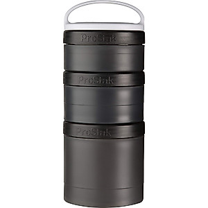 BlenderBottle ProStak Twist n’ Lock Storage Jars Expansion 3-Pak with Removable Handle, Pebble Grey