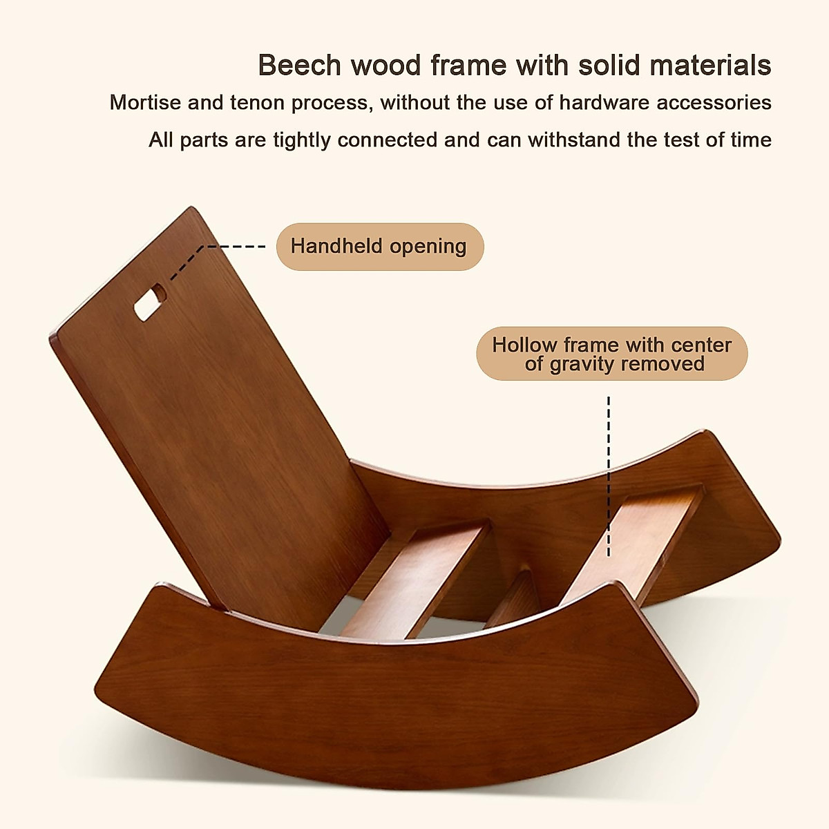 NRNQMTFZ Modern Rocking Chair with High Backrest,Teddy Fabric Rocker Glider Chair,Upholstered Plush Seating Glider, for Patio, Backyard, Balcony, Porch(Off White)