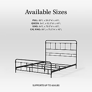 eLuxurySupply Metal SNAP Bed Frame - Carbon Steel with Black Finish Folding Bed Frame - Easy Assembly with Headboard and Footboard - Sturdy Steel Construction Bed Base - California King Size