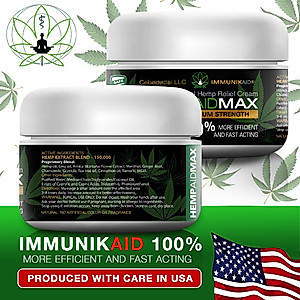 Instant Hemp Cream - Made in USA - Muscle, Foot, Shoulder, Neck, Joints and Back - Natural Hemp Oil Extract Moisturizing Gel, Lotion, Balm
