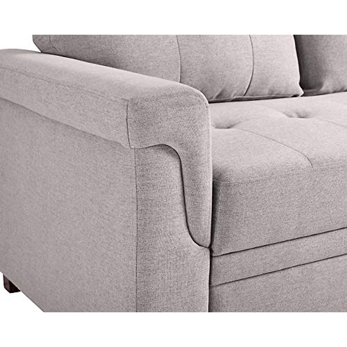 Oadeer Home 86" Reversible Sleeper Sofa with Chaise Storage Sectional, Light Gray
