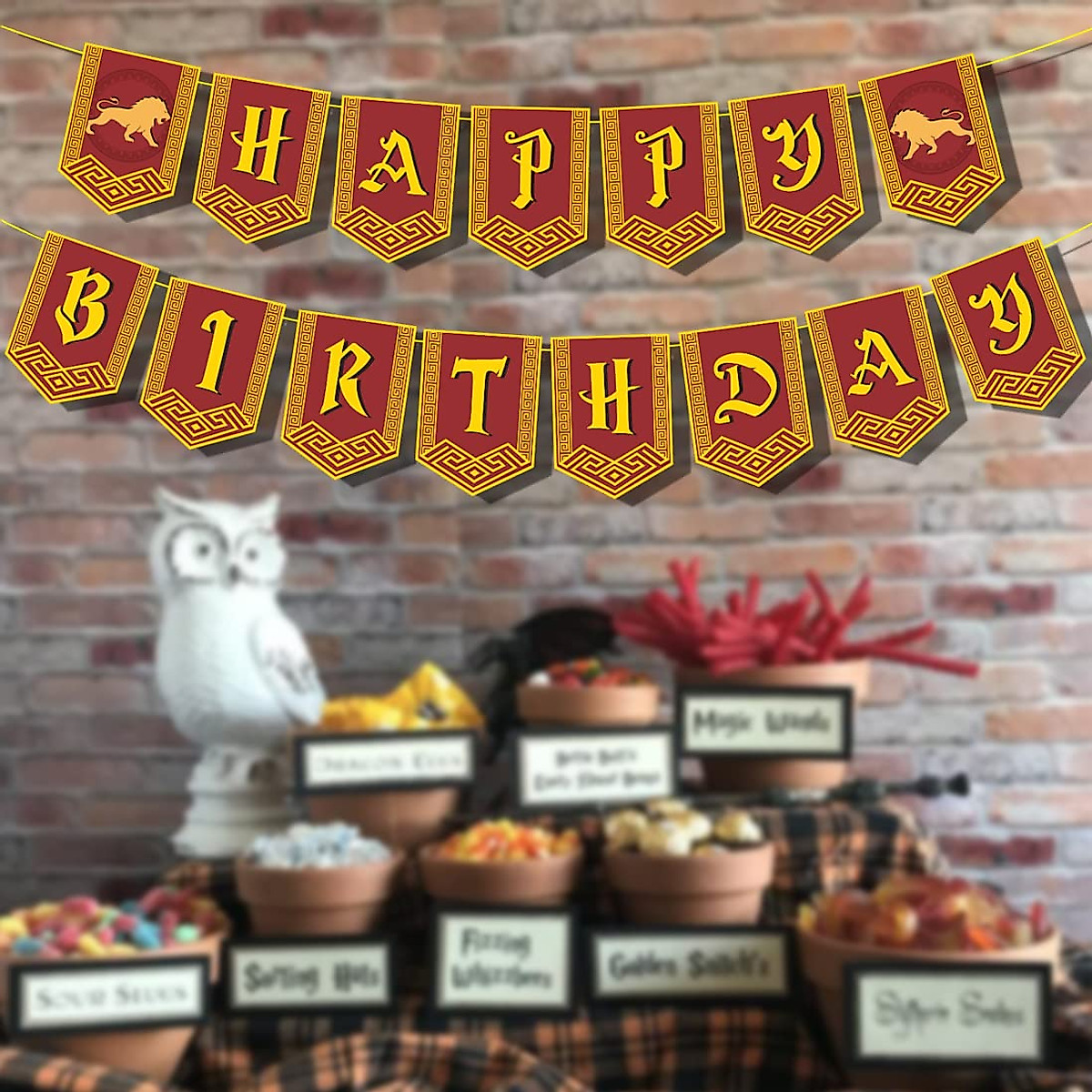 Happy Birthday Decorations Banner Pre-Strung Magic Wizard School Party Banner Wizard Birthday Party Supplies Decor for Fans Bday Party Favors