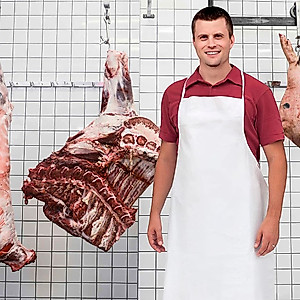 AMZ White Disposable Aprons for Adults 28 x 36 Inches. Pack of 10 Large 60 GSM Microporous Heavy Duty Disposable Aprons Adults for Painting. Disposable Apron for Painting