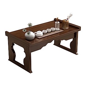 Retro Foldable Coffee Table, Japanese Tatami Table, Bay Window Zen Tea Table, Multifunctional Low Table (Color : A, Size : 60 * 30 * 27.5cm)