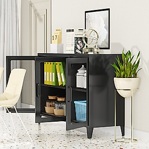 LISSIMO Wide Storage Cabinet with 3 Mesh Door,47" Wide Kitchen Storage Cabinet, Modern Sideboard Storage Organizer for Bedroom Bathroom Dining Living Room and Hallway