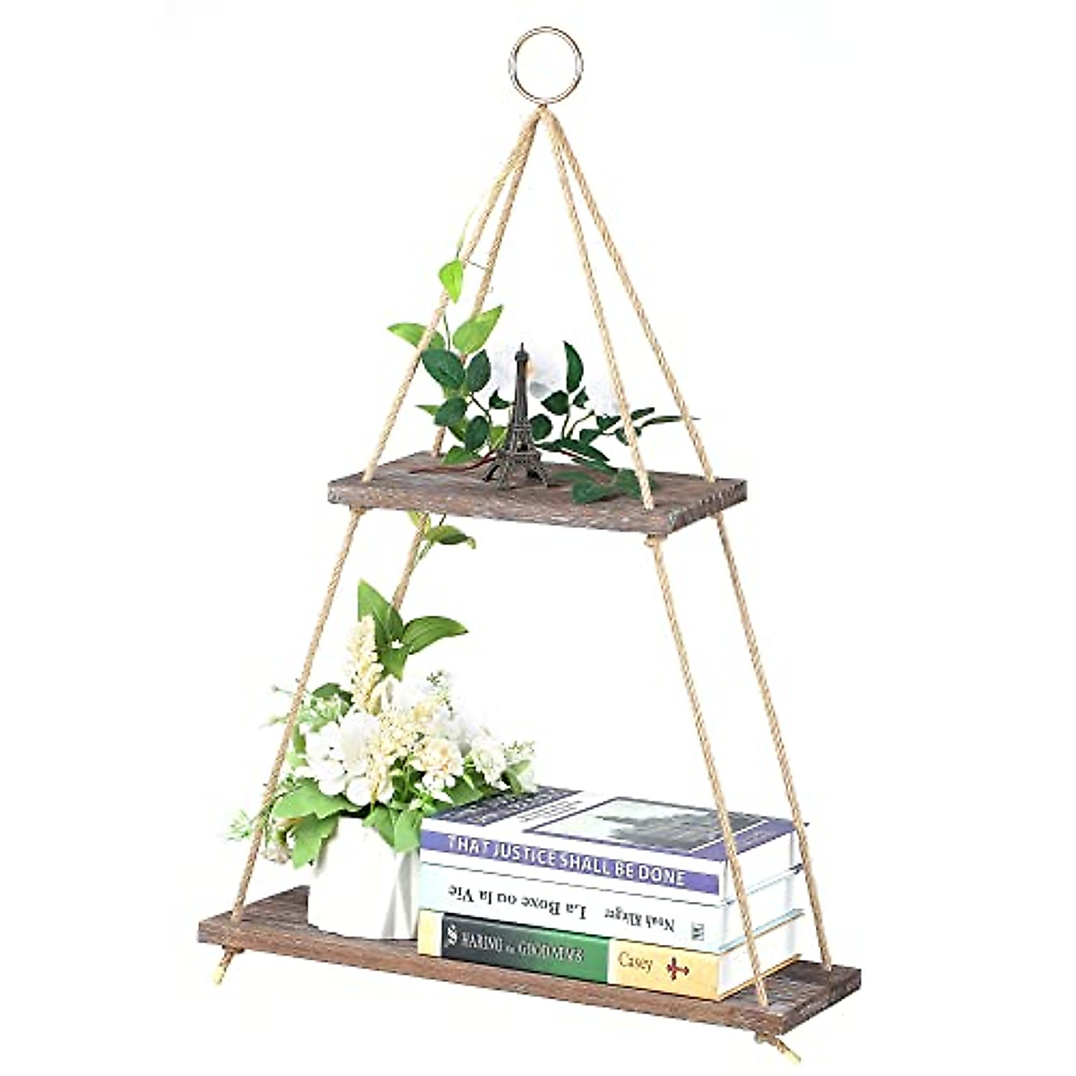 MITIME Shelves for Wall & Window Plant Shelf Indoor - Floating Wall Shelves for Living Room, Bathroom, Bedroom, Kitchen, Office - Wall Hanging Shelf - Boho Wall Decor Home , Triangle 2 Layers (1)