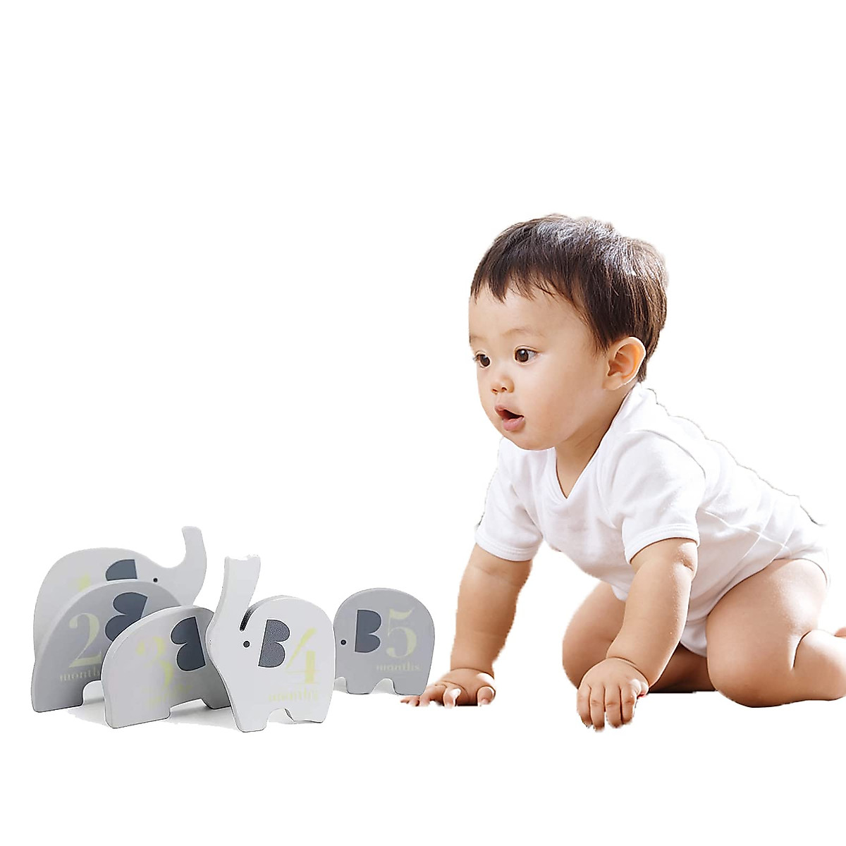 HanMiaMia Wooden Elephant Toys 12 PCS Stacking Toddler Toy Montessori Balance Activities Game for Baby