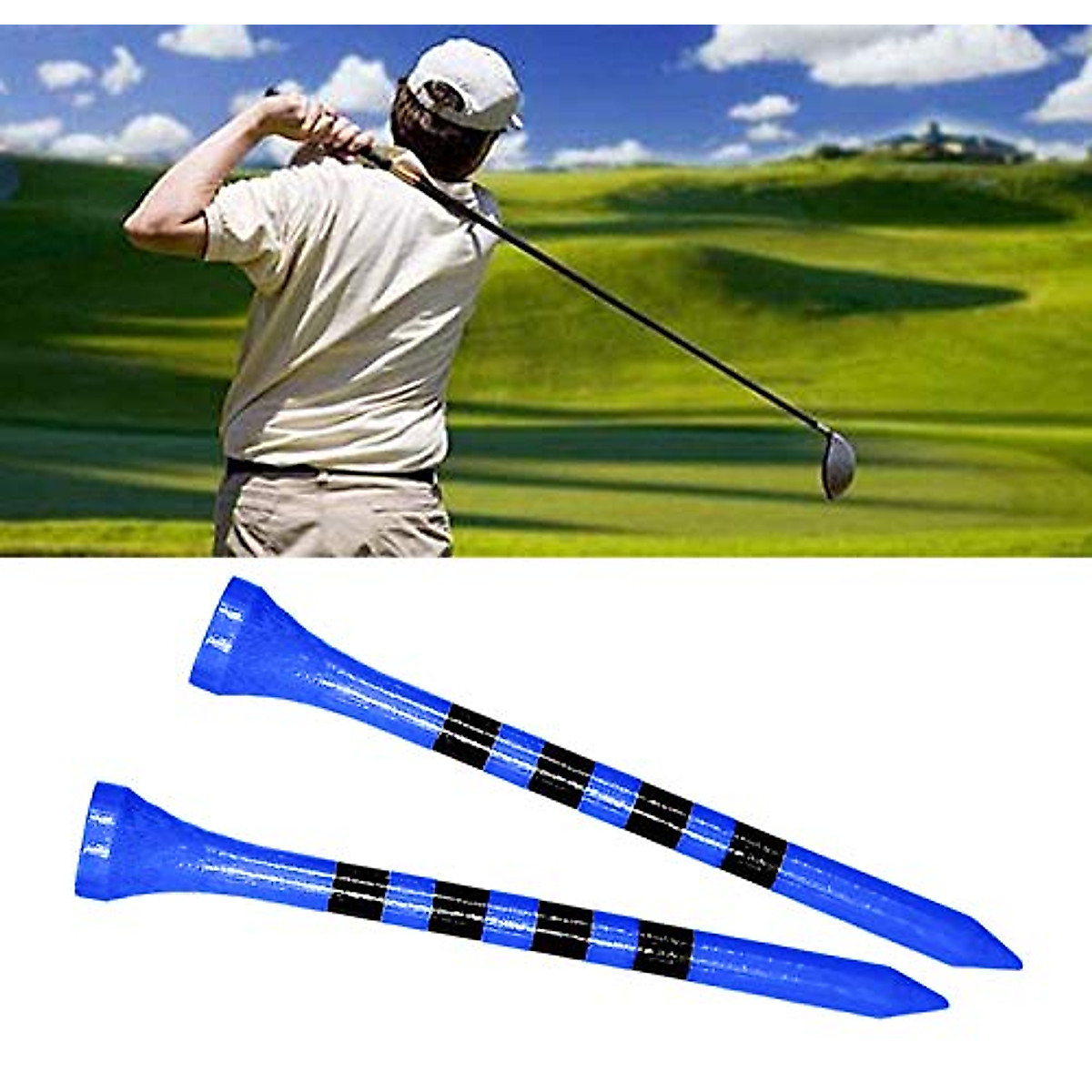 Zivisk Wooden Golf Tees 2-3/4" 100 Count 70mm Blue