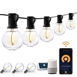 XMCOSY+ Smart Outdoor String Lights, 150Ft G40 Globe Patio Lights with 75 LED Bulbs, WiFi & APP Control, Work with Alexa, Extendable Waterproof Dimmable LED String Lights for Outside, Porch, Cafe