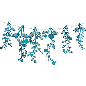24 pcs Teal Blue Leaf Decorations for Spring Party Garland Hanging Leaves Greenery Vines Banner Backdrop Wall Decals for Birthday Anniversary Wedding Bridal Baby Shower Engagement