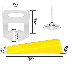 Tile Leveling System Tiles Leveler Spacers - Lippage free tile and stone installation for PRO and DIY - 300-Piece Leveling Spacer Clips Plus 100-Piece Reusable Wedges (1/16 Inch)