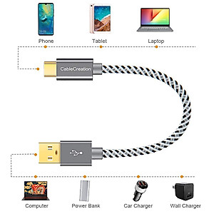 Bundle - 3 Items: 2 Pack 6 inch USB C Cable Short Fast Charging Cable + 1 Pack 0.5 Feet Short Lightning to USB Data Sync Cable