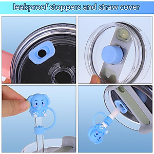 Mity rain Cup Accessories Set for stanley 30 oz 40 oz tumbler with handle, Including Initials Charms, Straw Cover Cap, Boot, Sticker, Silicone Spill Proof Stopper,Blue Decorate for Boy Girl (Letter M)