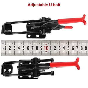 AConnet 4 Pack 700lbs Capacity Toggle Clamps GH- 431 Adjustable U Bolt Self-lock Toggle Latch Quick Release Toggle Clamp Latch with Locking Mechanism (Black)